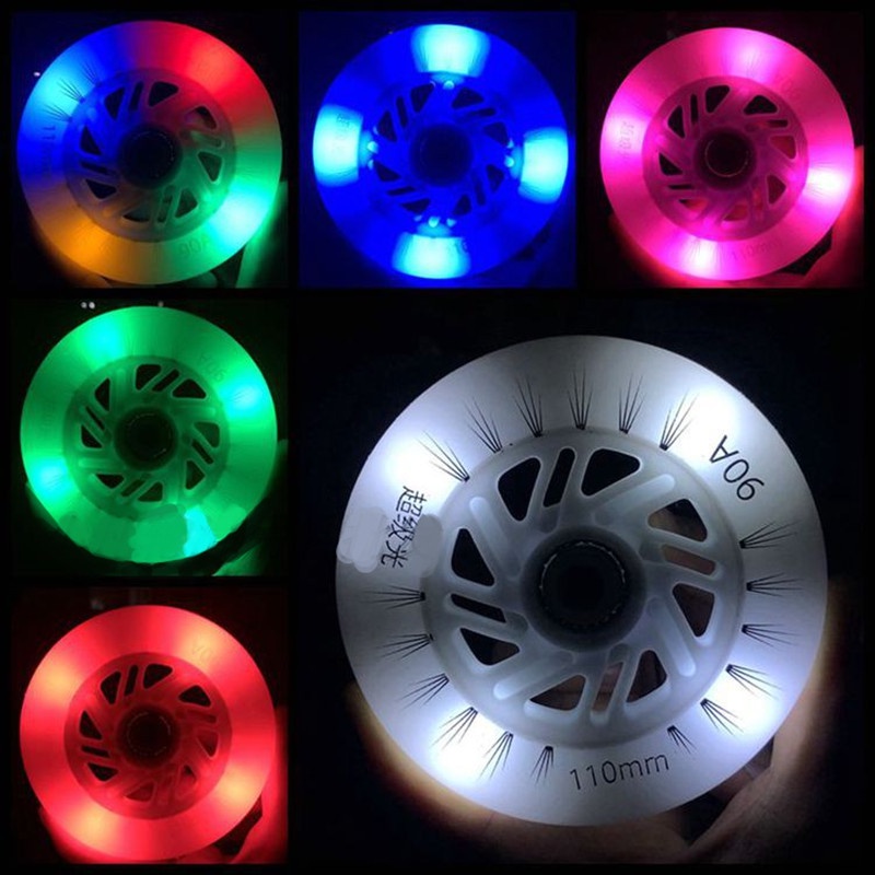 new 8pcs 90/100/110/125mm high speed big wheel flash wheel rollerblades ...