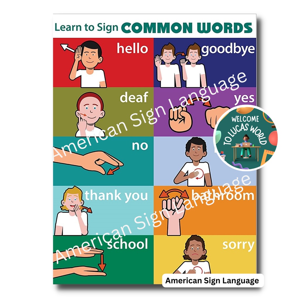 ASL AMERICAN SIGN LANGUAGE CHARTS POSTERS ALPHABET NUMBERS FEELINGS ...