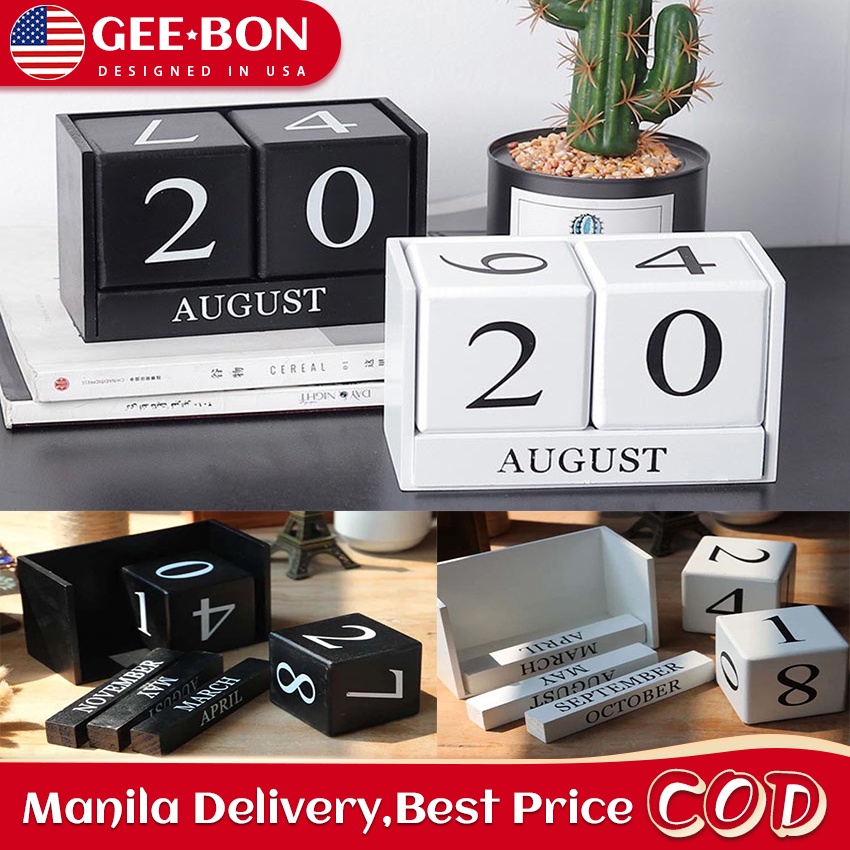 GEEBON Wooden Calendar Month Date Display Desktop Shooting Prop ...