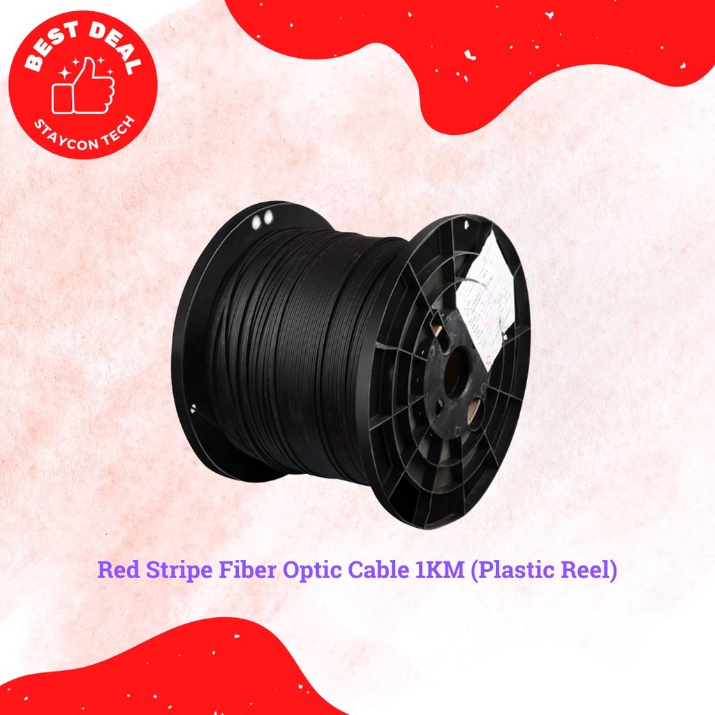Single Core Outdoor Fiber Optic Cable 1KM (Red/White Stripe) | Shopee ...