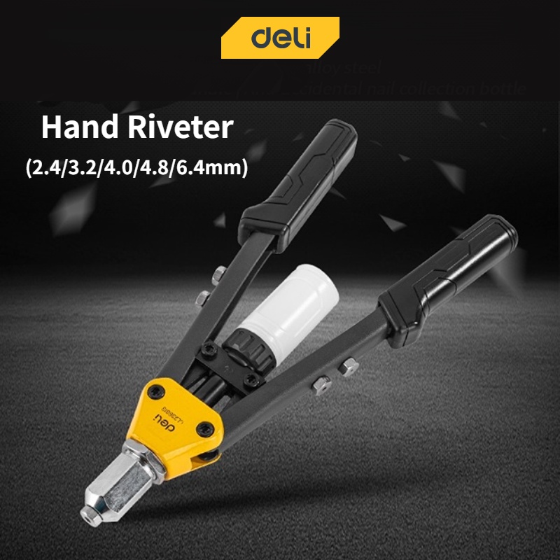 Deli (2.4/3.2/4.0/4.8/6.4mm) 13'' Rivet Gun Hand Tool Heavy Duty Hand ...