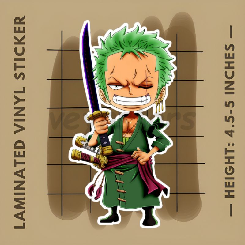 ONE PIECE ZORO PEEKER LAMINATED VINYL STICKER FOR AQUAFLASK/TUMBLER ...