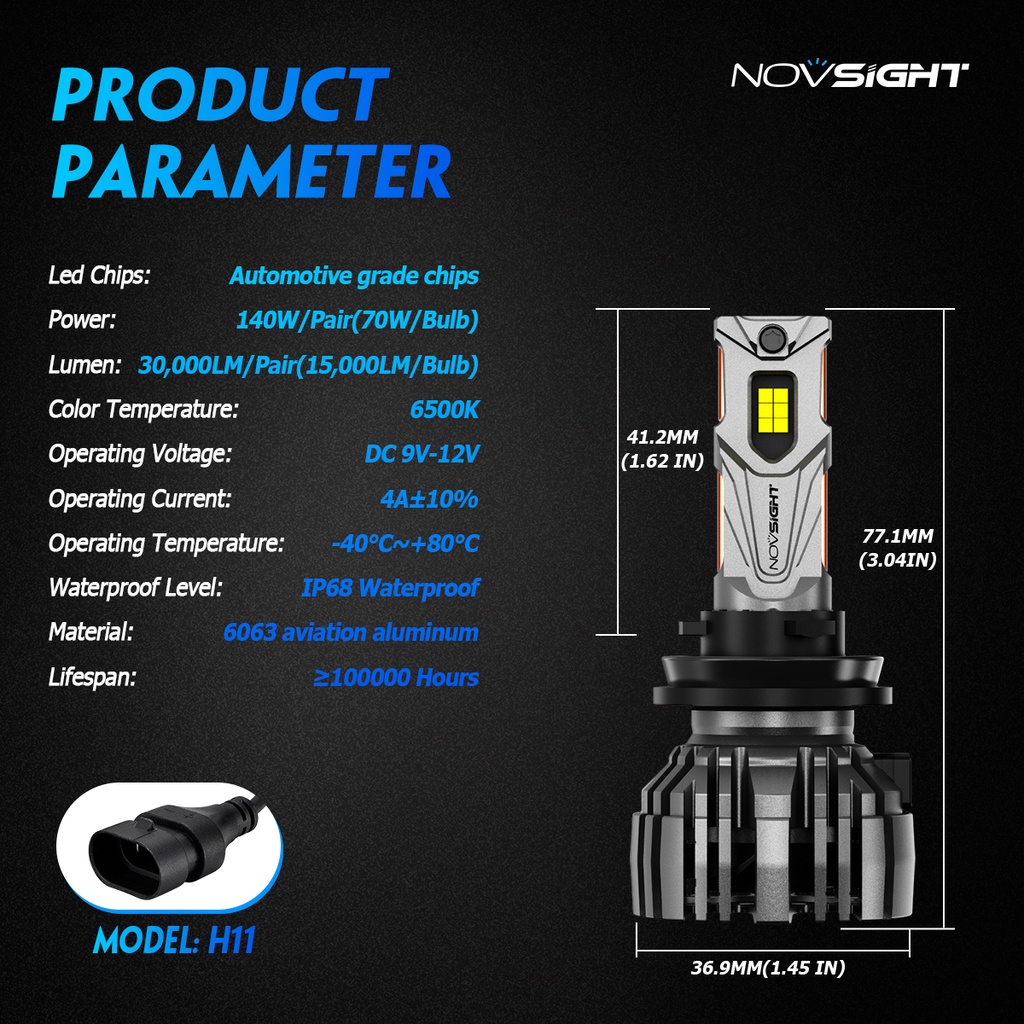 Novsight new N67 H4 LED Headlight car Light Bulb H11 9005 9006 H7 140W ...