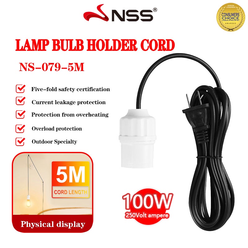 NSS E27 Lamp Bulb Holder Cord Extension LED Light Bulb Edison Screw ...