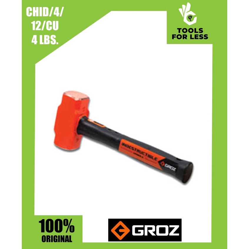 Groz Indestructible Handle Head Copper Club Sledge Hammer 4Lbs CHID/4 ...