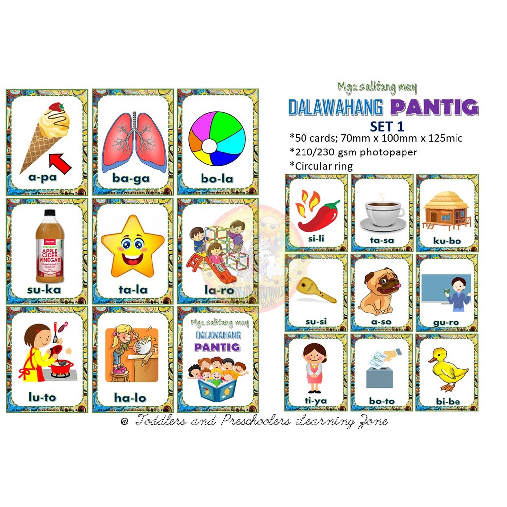 PAGPAPANTIG NG MGA SALITA | ABAKADA | 50 PCS | FLASH CARDS | Shopee Philippines