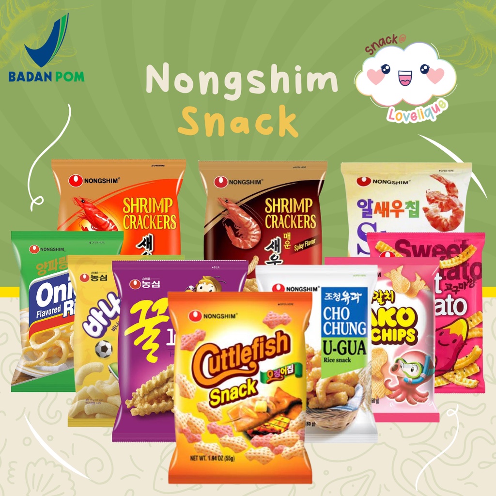 Nongshim Snack Korea - Nong shim Crackers Chips - All Variant (Onion Ring/Sweet Potato/Shrimp ...