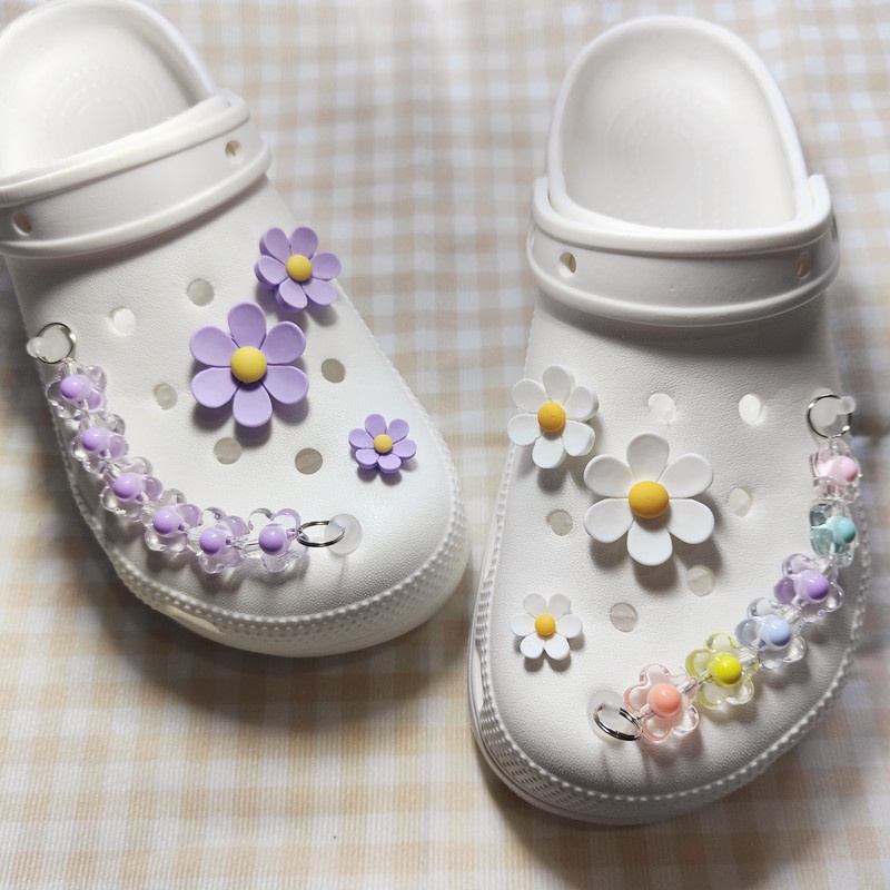 Button Shoes Charm Colorful Flower Chain Daisy Set Accessories | Shopee ...