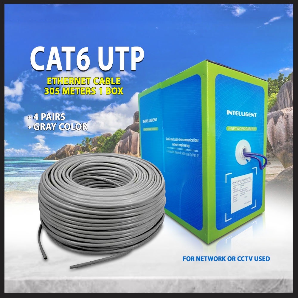CAT6 UTP LAN Ethernet Cable 305 meters 1 box 23awg 4pairs 1000ft good quality cable | Shopee ...