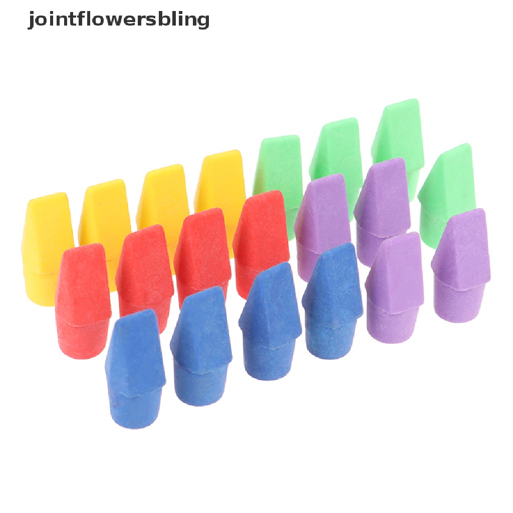 JOPH 20PC Erasers Pencil Top Caps Chisel Shape Eraser Student Supplies ...