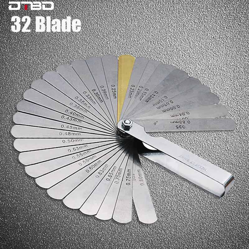 32 Blades Feeler Gauge Metric Gap Filler 0.04-0.88mm Thickness Gage Tool For Motorcycle valve ...