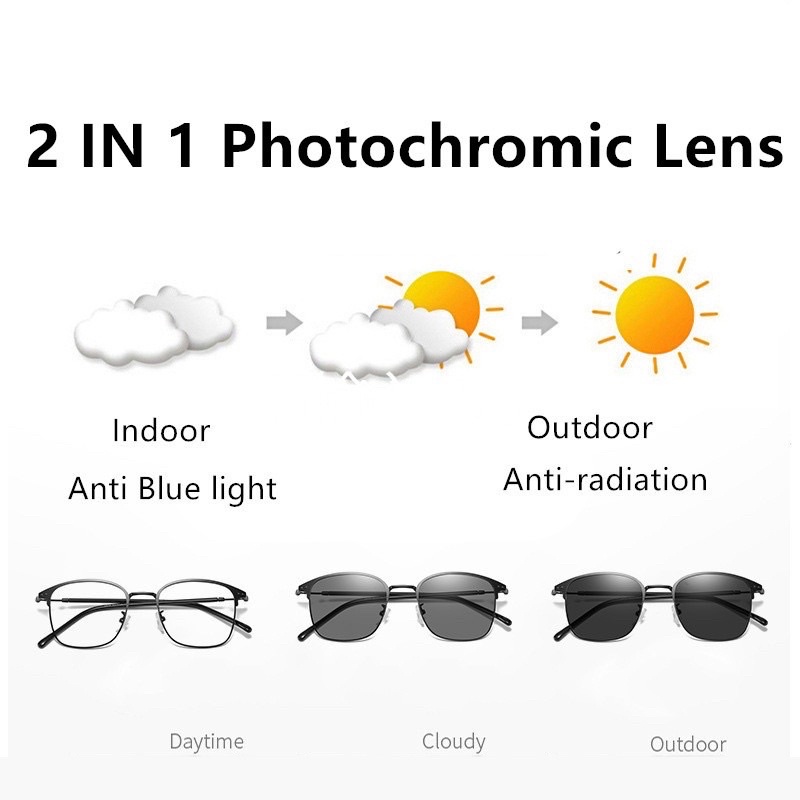 #1925 2in1 Photochromic Anti Radiation Glasses Computer Blue Light ...