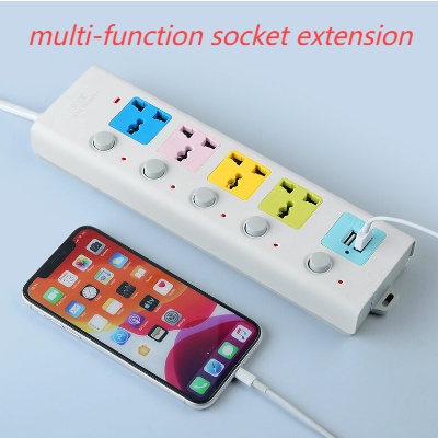 CFL 5M Power Socket Extension Moveable Multi Function Socket With 4 Socket&2 USB Charging Port ...