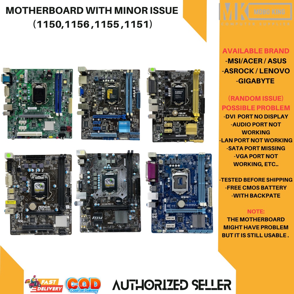 ASSORTED Brand Motherboard with RANDOM ISSUE LGA 1150 1155 2ND 3RD 4TH ...