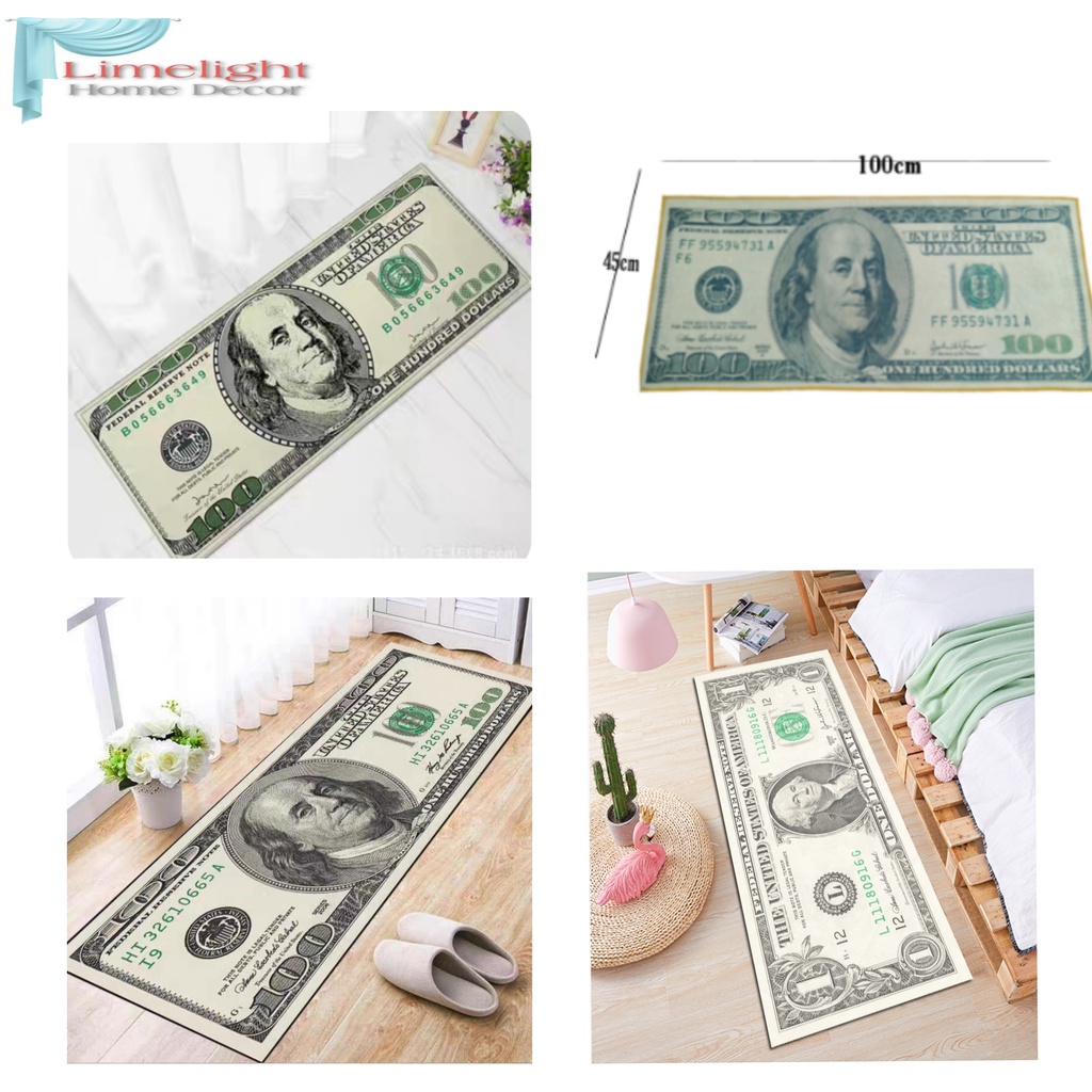 Velvet 100 Dollar Carpet Bill Rug or Money Carpet with Non Slip Backing ...