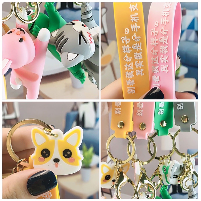 Cute Cartoon Soft Keychain Silicone PVC Key Ring Key Chain Mobile Phone ...