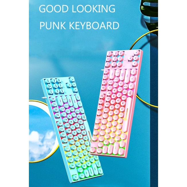 87 Keys Retro Punk Keyboard RGB LED Suspended Membrane Keyboard K87 ...