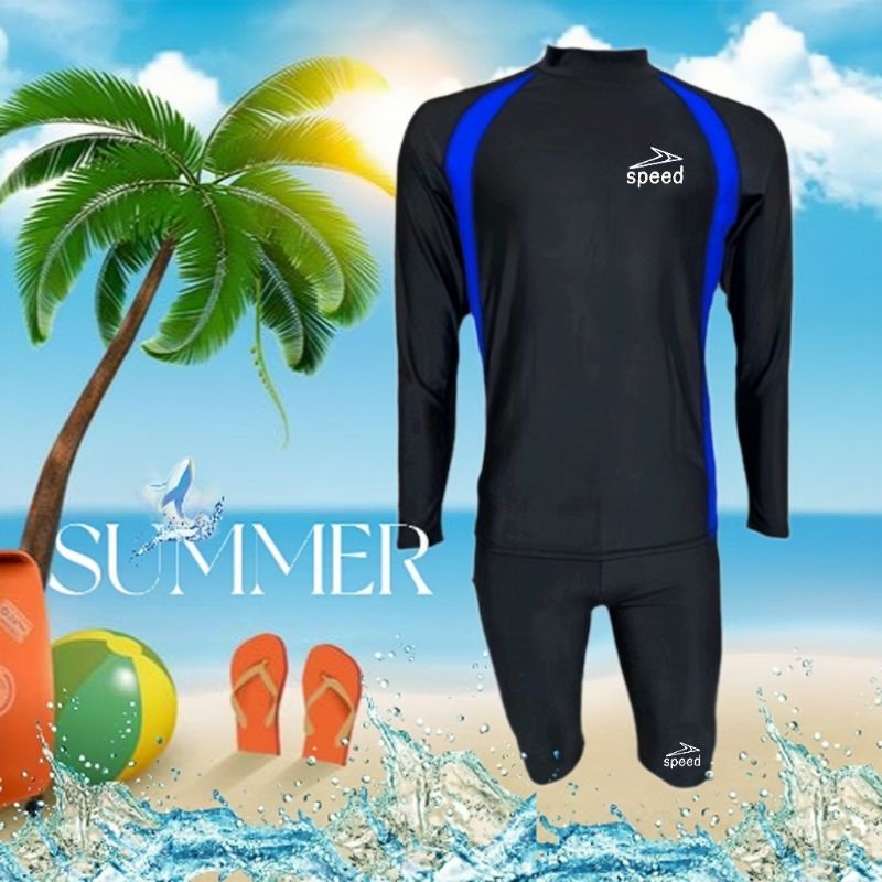 Long Sleeves Rush Guard Terno Swimsuit For Men Summer | Shopee Philippines