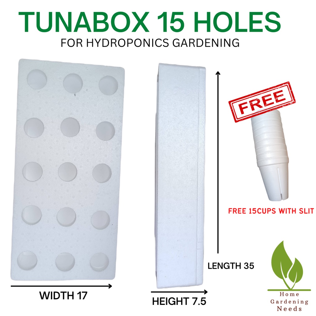 TUNABOX 15 HOLES FOR HYDROPONICS - FREE 15CUPS WITH SLIT | Shopee ...