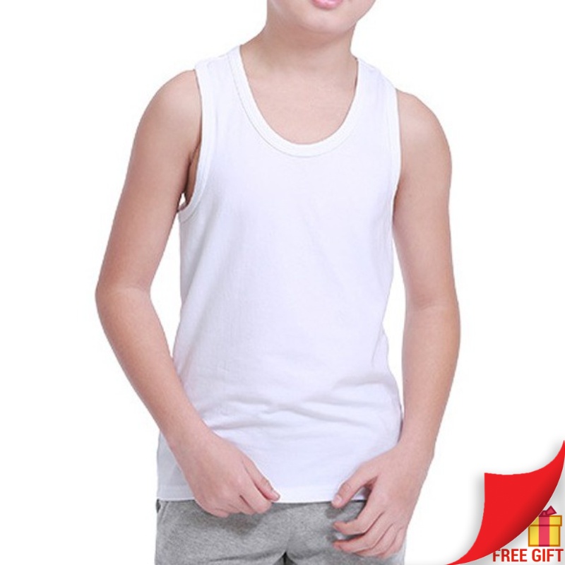 BigboxPH Kids Pure Cotton Basic Plain White Sando for Boys 0-10 Years ...