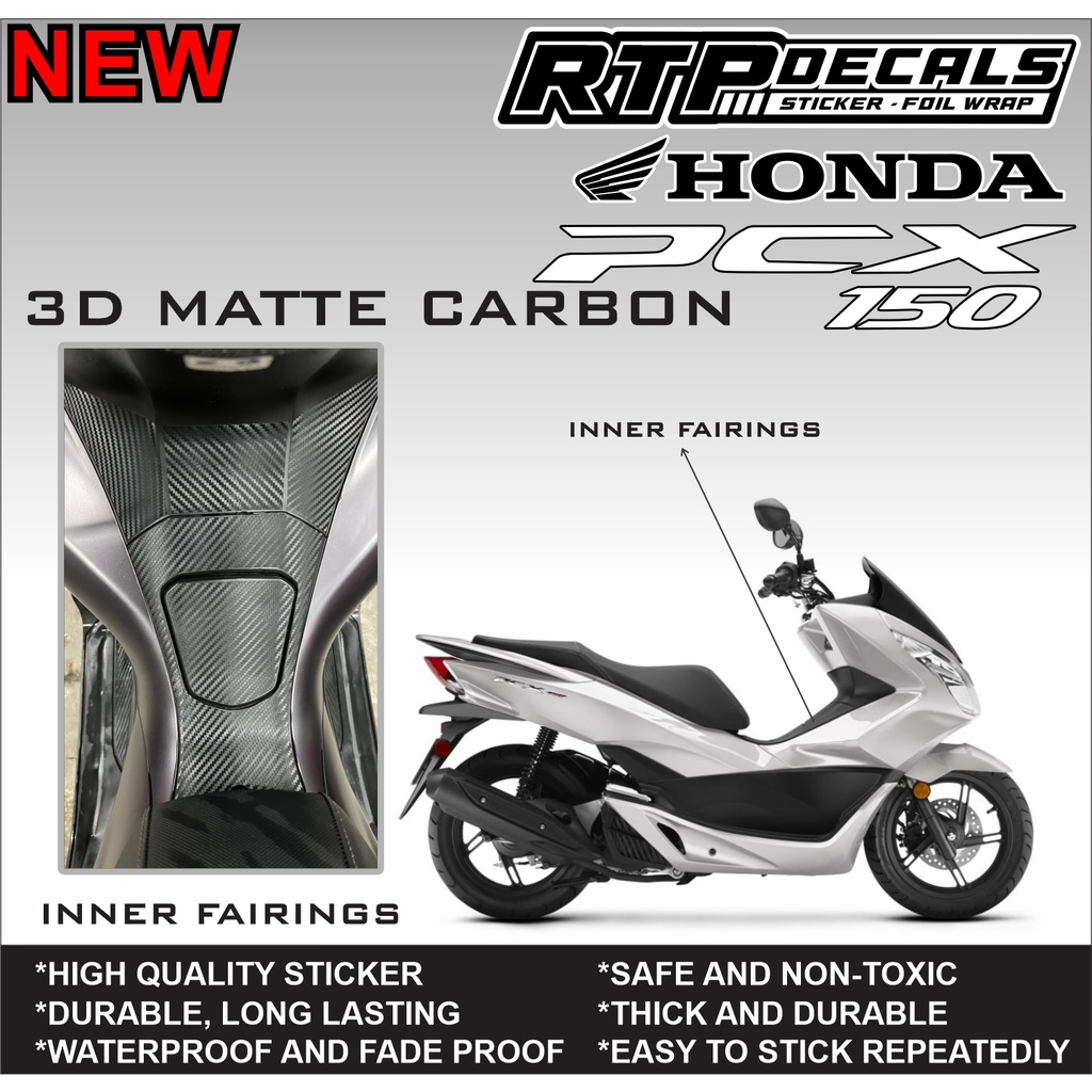 PCX 150 3d Carbon Fiber Accent Inner Fairings Decals Sticker | Shopee ...