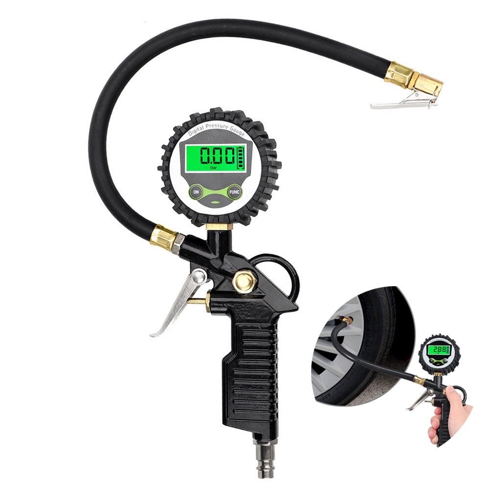 Digital Car LED Backlight EU Tire Air Pressure Inflator Gauge LCD ...