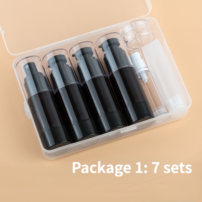 5-piece vacuum bottle travel cosmetics brown split bottle set press ...