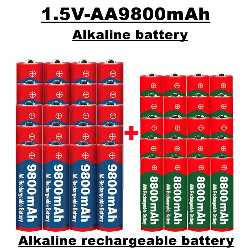 1.5V AA 9800mAh AAA 8800mAh Alkaline 1.5V Rechargeable Battery For ...