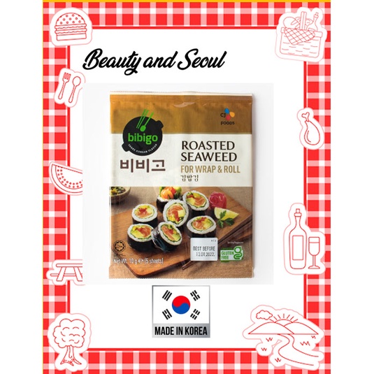 CJ BIBIGO Roasted Seaweed for Wrap and Roll/GIMBAP (Available in 10g ...
