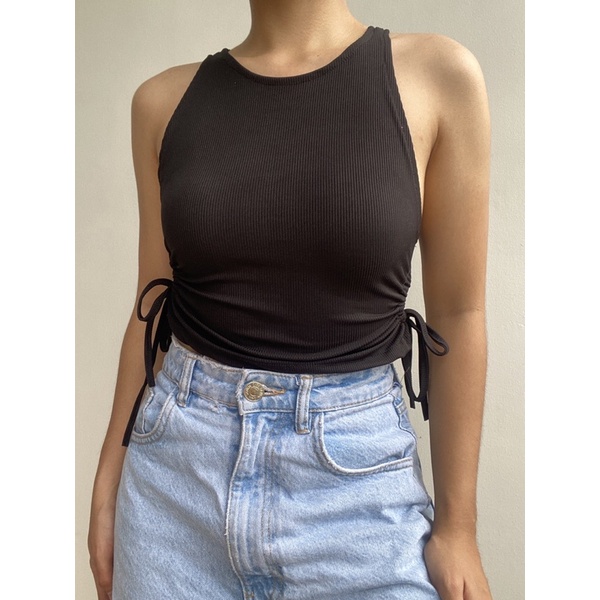 Adaon Clothing - Kyla Halter Drawstring Side Knitted Crop Top | Shopee ...