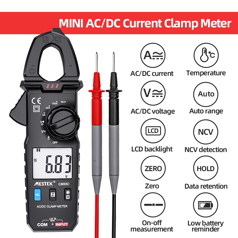 Mestek CM85C Mini Clamp Meter Auto Range 100A 600V NCV High Precision ...