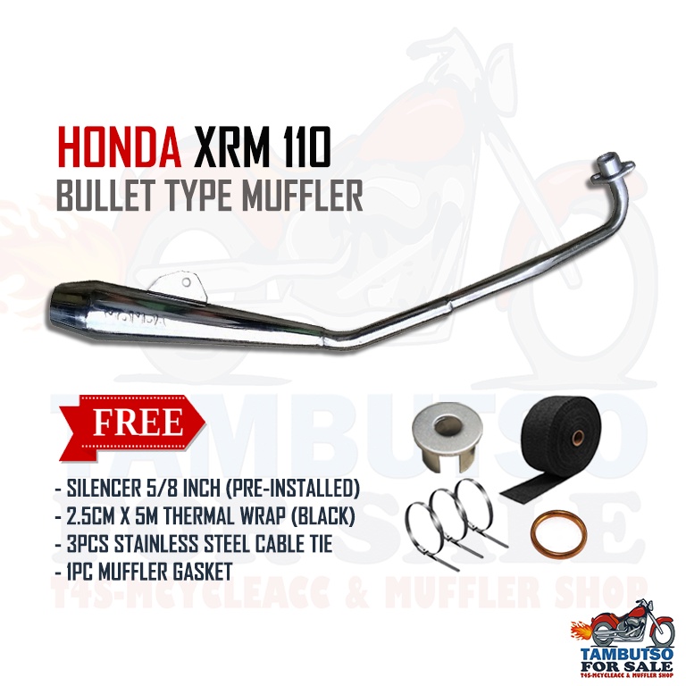 Honda XRM 110 Bullet Pipe Type Muffler for Honda XRM 110 Exhaust pipe ...