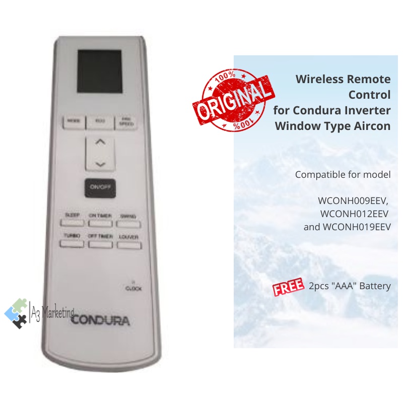 Wireless Remote Control of Condura Inverter Window Type Aircon | Shopee ...
