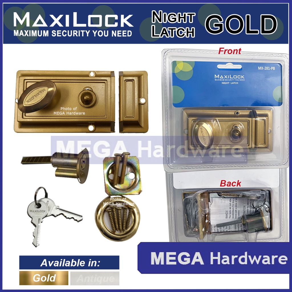 MAXILOCK Night Latch / Gate Lock / Rim Lock (deadlock) Gold or Antique ...