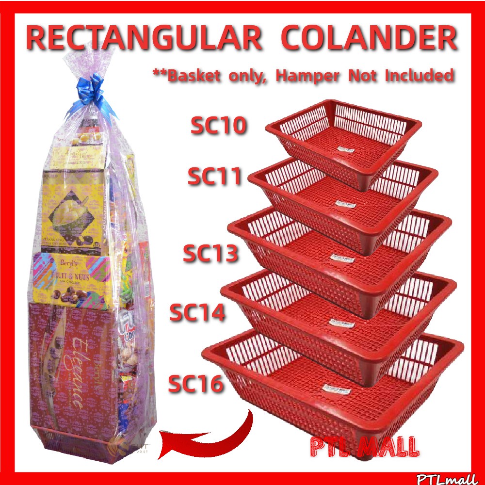 Rectangular Plastic Colander Hamper Basket Red Hamper Tray Square ...