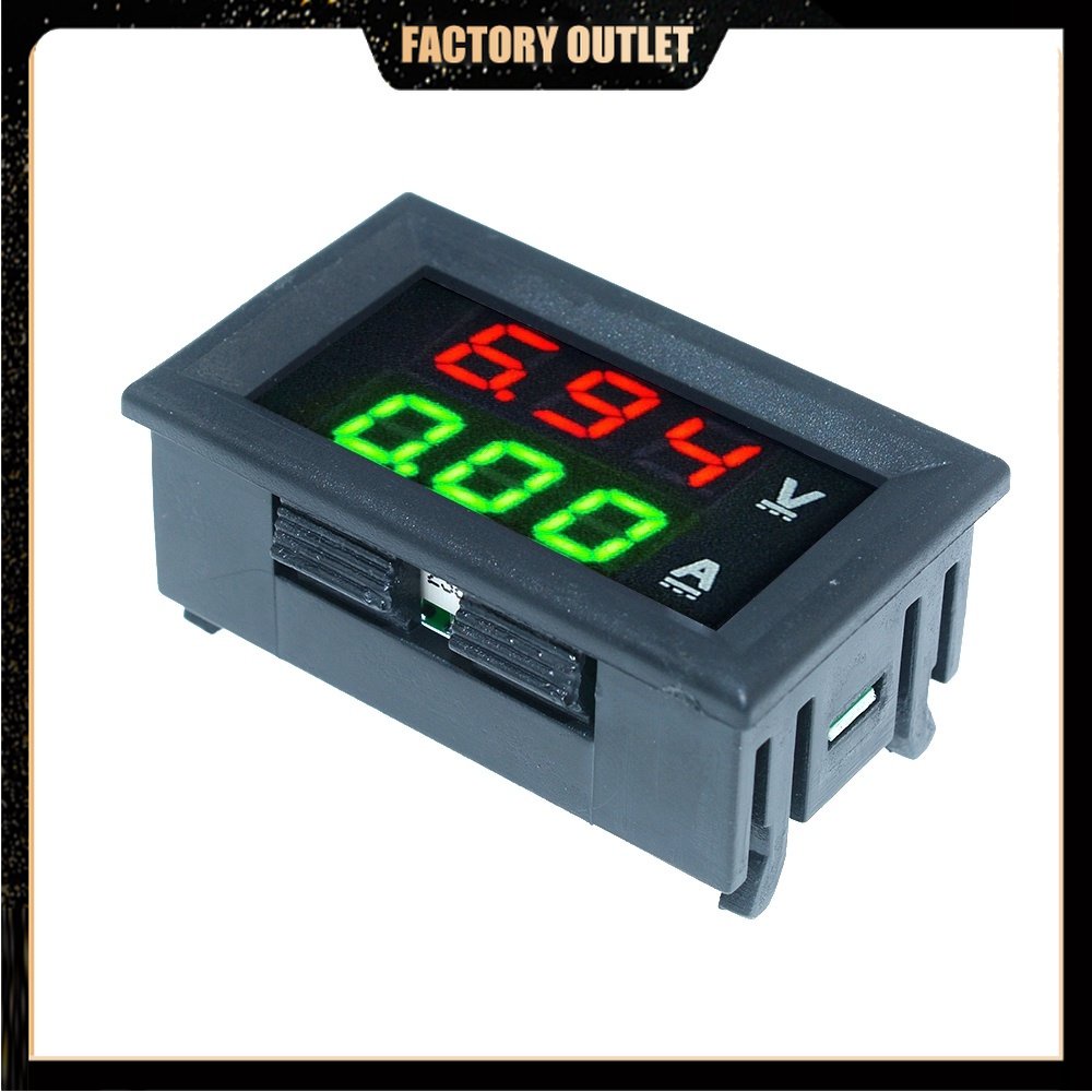 Voltmeter DC 100V 10A Dual LED Digital Meter Gauge Red + Green Ammeter ...