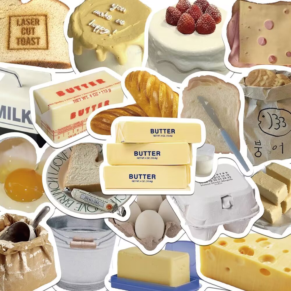Ohaya ins Healing Butter Cake Sticker Gourmet Dessert diy Handbook Laptop Sticker Waterproof ...