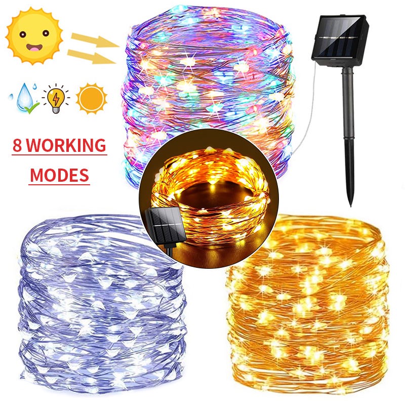 Solar LED Fairy String Light Outdoor Garden Christmas lights Wedding ...