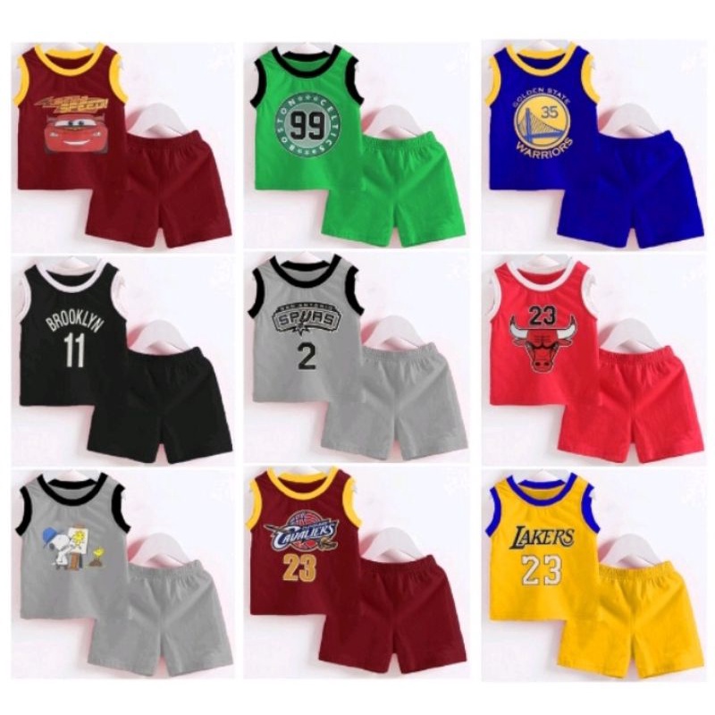 TERNO KIDS SANDO AND SHORT NBA/CARTOON CHARACTER (OUT IN RANDOM COLOR ...