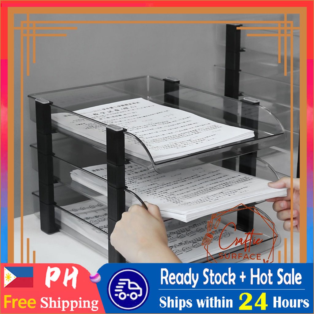 Two layers / Three layers File Tray Acrylic Organizer Office files ...