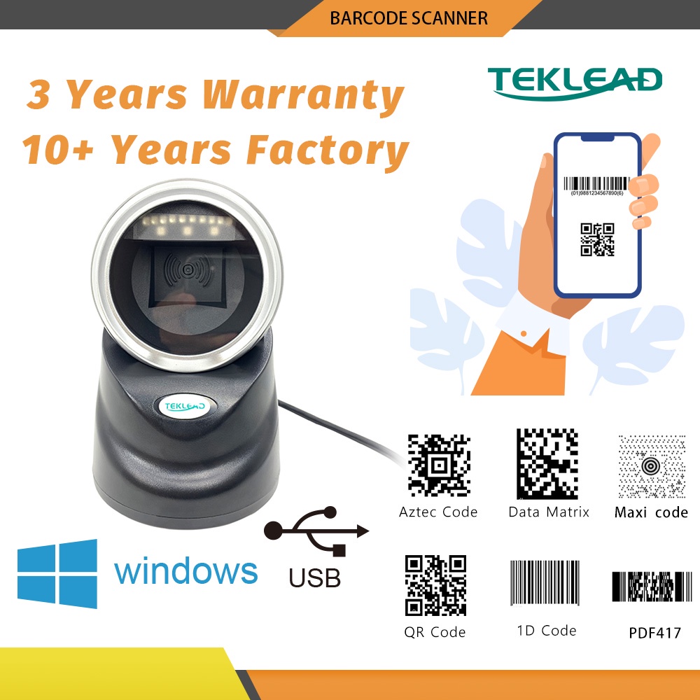 TEKLEAD Tracetogether Token 1D 2D desktop scanner QR code Hands-free ...
