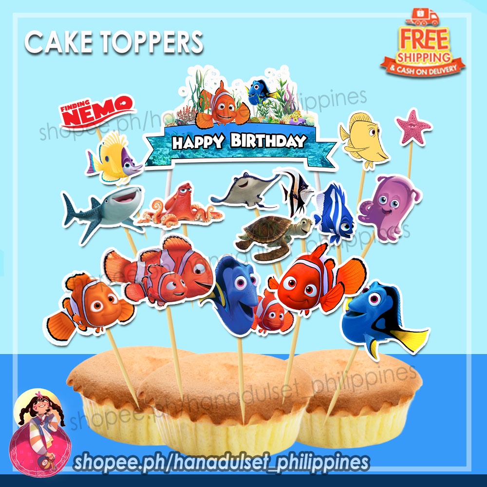 Finding Nemo CakeTopper [set] | Happy Birthday | Finding Nemo cup cake ...