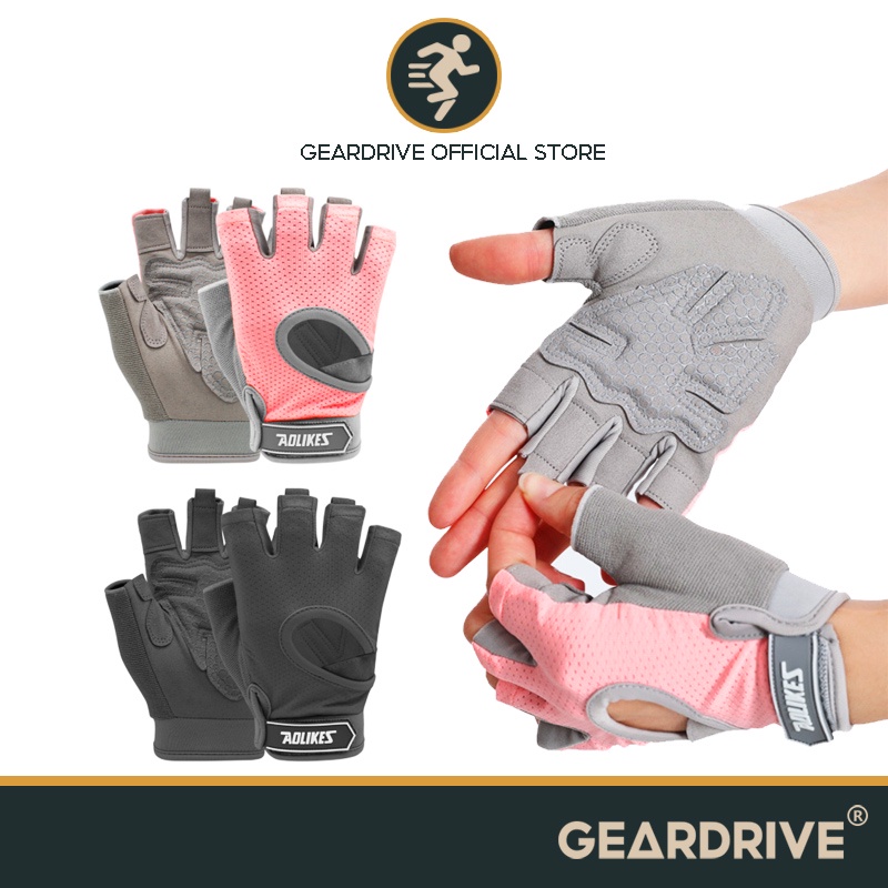 GEARDRIVE 1 Pair Fingerless Workout Gloves Men and Women Weight Lifting ...