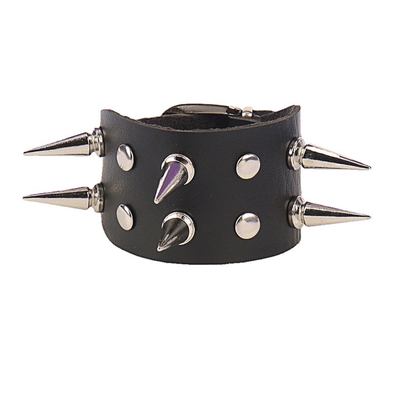 New PU Leather Bracelet Punk Bracelet Adjustable Goth Cuff Bracelet ...