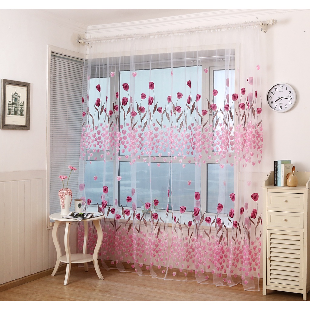 Cool Colors Design Curtain Elegant Kurtina Blue Leaf Decoration for ...