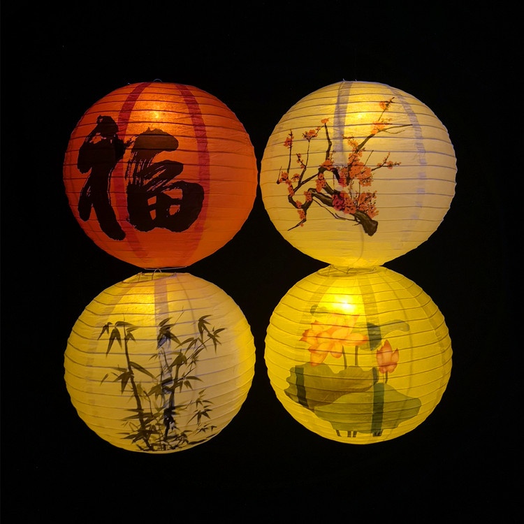 30cm Chinese Lamp Shade Bamboo Plum Paper Lantern Oriental Wedding ...