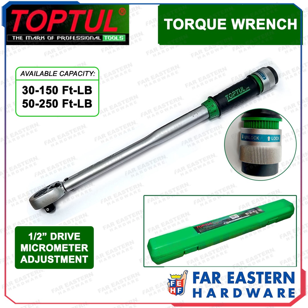 TOPTUL Torque Wrench 1/2" Drive Click Type Micrometer Adjustment Made ...