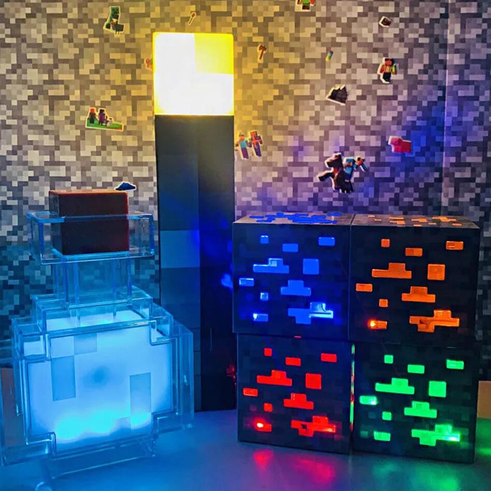Minecraft Brownstone Torch LED Lamp Creativity Game Light Rechargeable ...