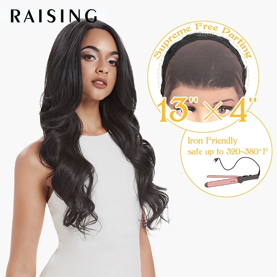 Raising Body Wave Free Parting Synthetic Lace Front Wig Blond For Black ...