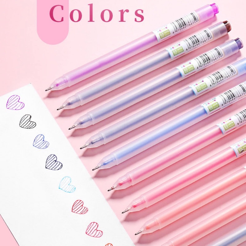 School office supplies stationery 1 Piece 0.5mm Colorful Gel Ink Pen 12 ...